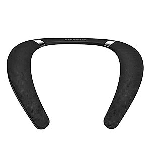 Monster Boomerang Neckband Bluetooth Speaker, Wireless Wearable Speaker, Portable Speaker and 12H Playtime, IPX7 Waterproof, Neck SpeakerTrue 3D Stereo Sound, for Home Sport Outdoor, Black