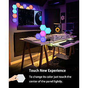 Hexagon Led Lights, Smart DIY Hexagon Wall Lights with Remote, Dual Control Hexagonal LED Light Wall Panels with USB-Power, Geometry Hex Lights Touch Used in Game Room Decor, Party