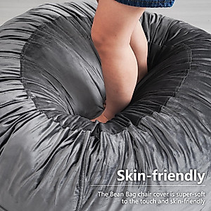 N&V Bean Bag Chair: 3' Memory Foam Furniture Bean Bag for Teens, Adults with Machine Washable Covers (Gery)