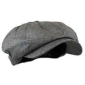 Men's Linen 8 Panel Applejack Gatsby Newsboy Ivy Hat (Grey)