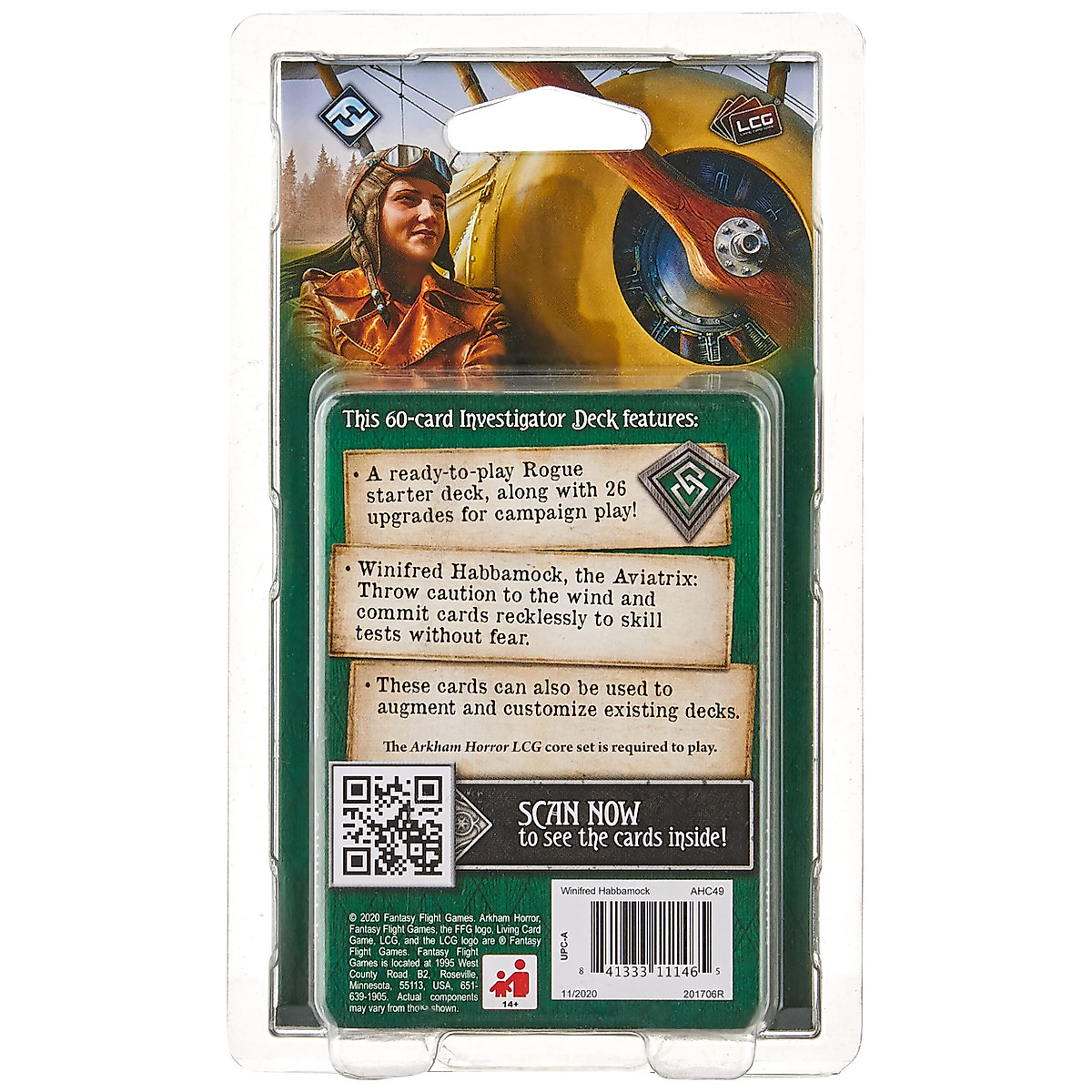 Fantasy Flight Games Arkham Horror The Card Game Winifred Habbamook Starter Deck - Unleash a Reckless Survivor's Power! Cooperative Living Card Game, Ages 14+, 1-4 Players, 1-2 Hour Playtime, Made