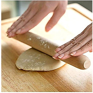 Wooden Rolling Pin, French Dumpling Rolling Pin for Baking Pizza Dough Roller 30 x 3.5cm