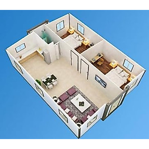 2 Bedroom 20FT Tiny Houses to Live in for Adults Mini Foldable Expandable Container Prefab Home kit Mobile Modular casas prefabricadas para vivir Mini Live Houses for sale,with Toilet Kitchen Bathroom