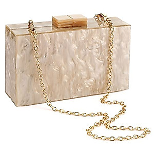 Acrylic Purses and Handbags with Marbling for Women Elegant Banquet Evening Crossbody Handbag Box Clutch (Apricot)
