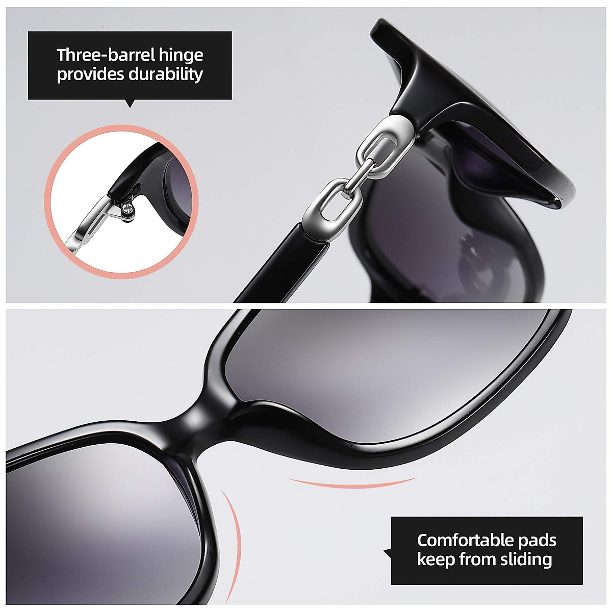 AOMASTE Retro Square Polarized Sunglasses for Women UV400 Protection Driving Outdoor Eyewear