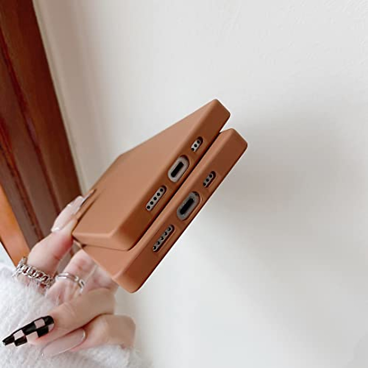 Jmltech Square Edge Case, for iPhone 14 Pro Max Case Silicone Protective Slim Thin Shockproof Flexible Women Men Cute Phone Cases for iPhone 14 Pro Max Brown