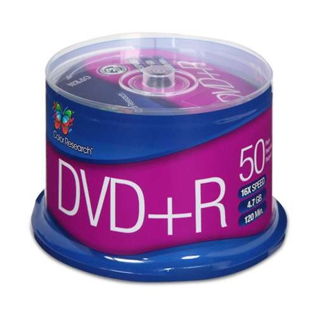 Color Research Cake Box DVD+R, 16X, 120 mins, 4.7GB, 50/Pk