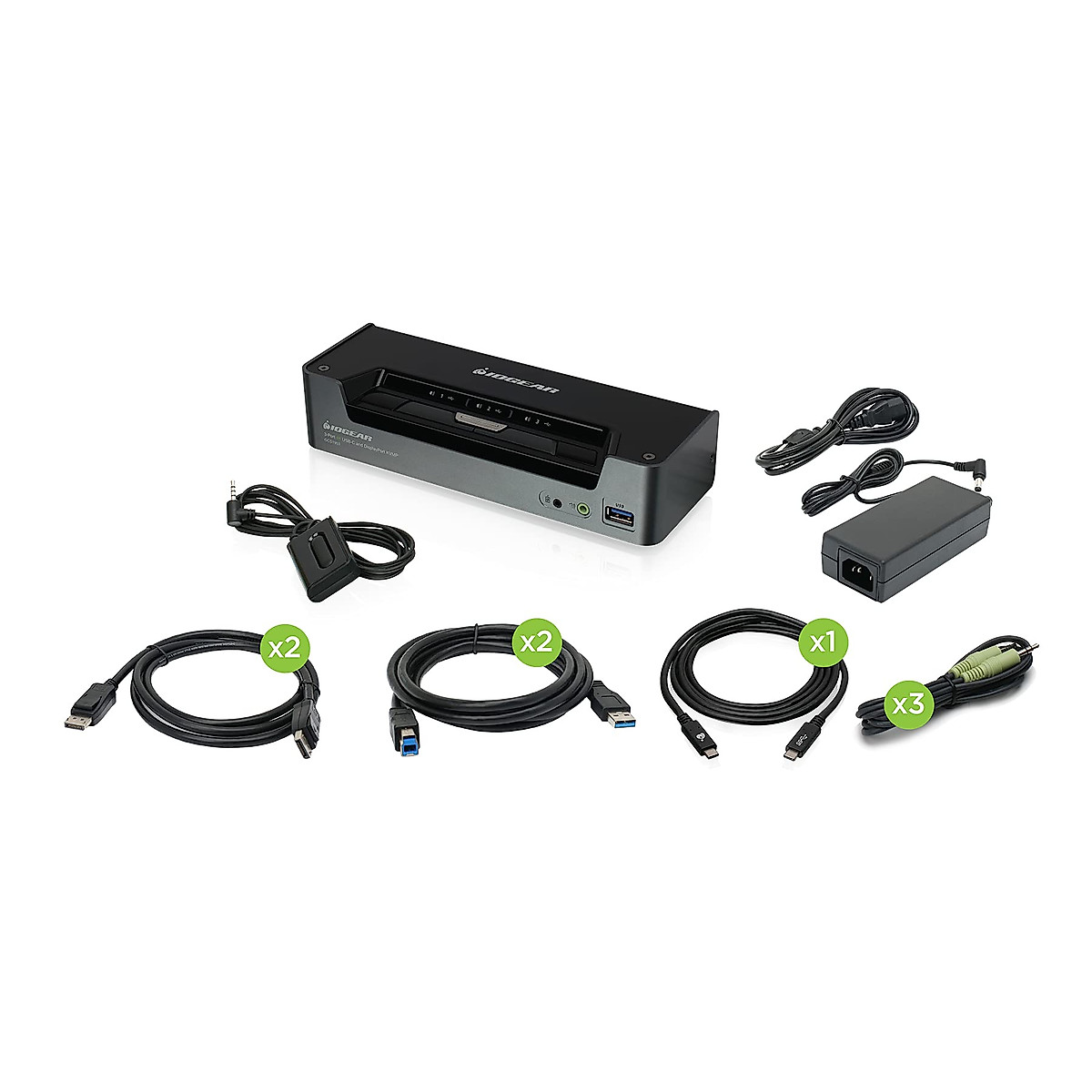 IOGEAR 3-Port 4K USB-C DisplayPort KVMP Switch - 45W USB-C Power Delivery - 4K 60Hz - Front Panel or Hotkey Selection - Supports HD Audio - MST Support Expand to 2 DisplayPort Monitors - GCS1953