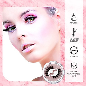 Reusable Self Adhesive Eyelashes No Glue or Eyeliner Needed Easy to Put on, Stable Non Slip Waterproof False Lashes with 2 Eyelash Tweezers Thoughtful Gift for Women Makeup, 6 Pairs (Stylish Style)