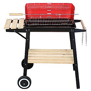 Charcoal Grill Outdoor With Side Tables, Barbecue Grill Backyard Griller Party Bbq Picnic Patio Cooking Charcoal Bbq for Wedding Gift 33.46"L x 16.54"W x33.86"H