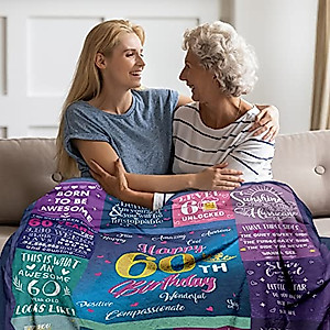 Xinvery 60th Birthday Gifts Blanket for Women Men,60th Birthday Decorations Blanket for Her 60 Year Old Birthday Gifts Ideas for Sister Friend Wife Husband Throw Blankets 50" x 60"