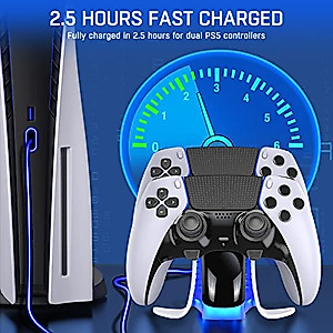 PS5 Controller Charging Station Compatible with PS5 Controller/Edge Controller, Fast PS5 Dualsense Charger Station with Cable, PS5 Charging Dock for Playstation 5 Controllers- Airplane Design