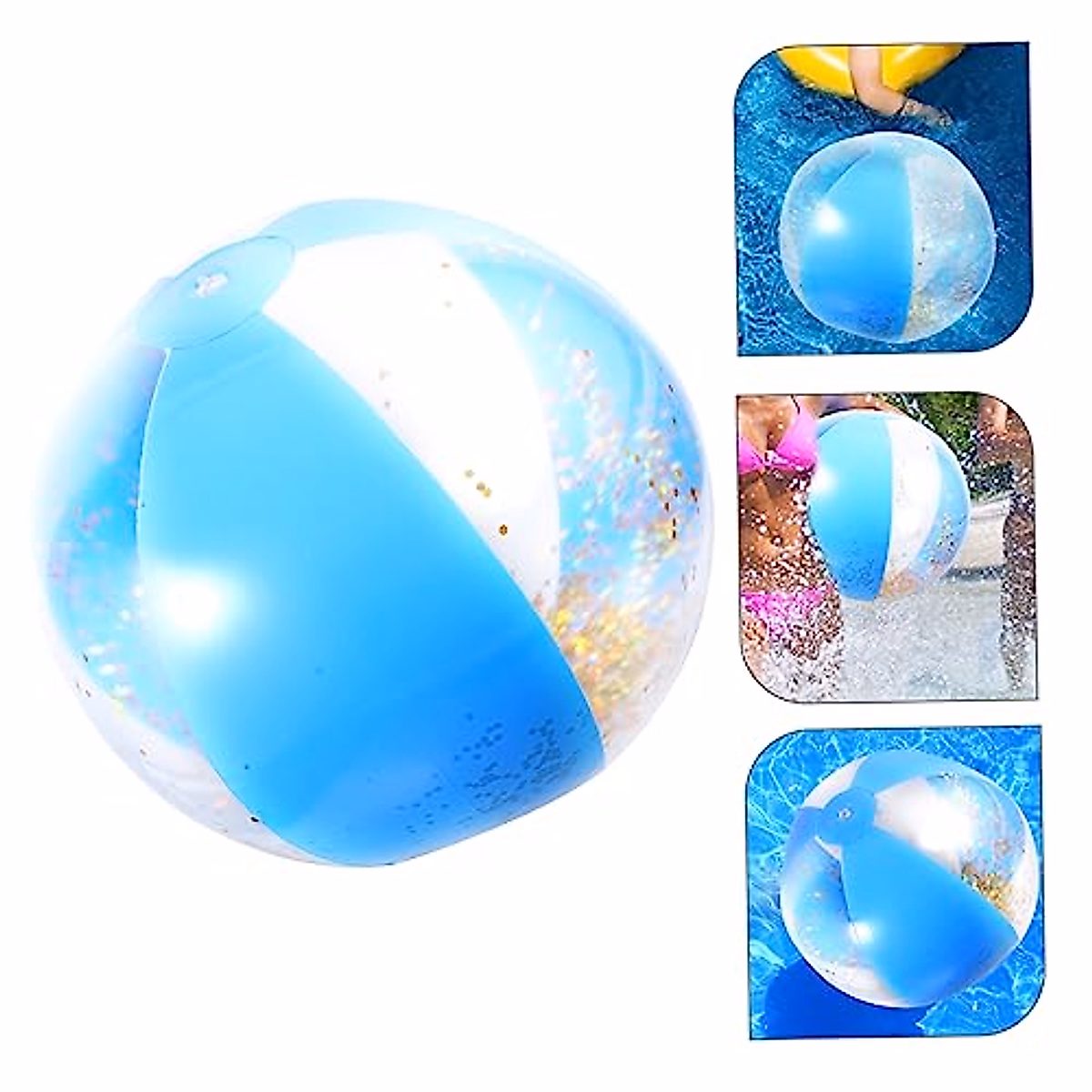 COOLHIYA 3pcs Glitter Beach Ball Beach Balls for Kids Mini Toys for Kids Pool Party Toys Pool Party Float Large Beach Ball Inflatable Glitter Beach Ball Water Inflatable Ball Football Child