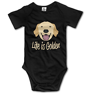 Life is Golden (Golden Retriever) Infant Short Sleeve Cotton Bodysuit Romper Jumpsuit 100% Organic Cotton