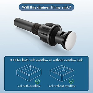 Cinwiny Bathroom Sink Drain,ABS Pop Up Drain Stopper for Vessel Lavatory Vessel Sink, Universal Kitchen Basin Pop-up Drain, Vanity Sink Drain Assembly,Polished Chrome,With Overflow