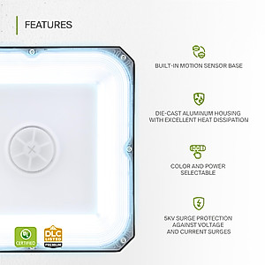 ASD LED Canopy Light 100/70/60W with Q-Base – 3000/4000/5000K 14448Lm 10"x10" 120-277V IP65 Dimmable 0-10V UL & DLC Listed (Optional Motion Sensor-Extra Purchase)