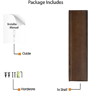 Rustic State Smith Wall Mounted Wood Floating Wine Bottle Rack with Glassware Holder Stemware Shelf Storage Organizer - Home, Kitchen, Dining Room Bar Décor -Walnut