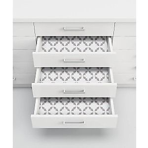 GloryTik 17.3" x 78.7"Gray and White Contact Paper Self Adhesive Removable Shelf Liner Peel and Stick Embossing Shelf Liners for Kitchen Cabinets Drawer