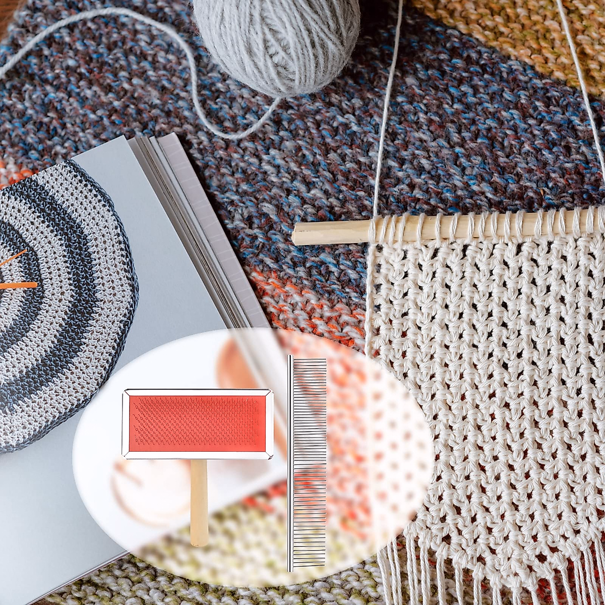 2 pack macrame fringe comb set stainless steel comb for making knitting cord rope macrame plant hangers wall hangings pets hair combing