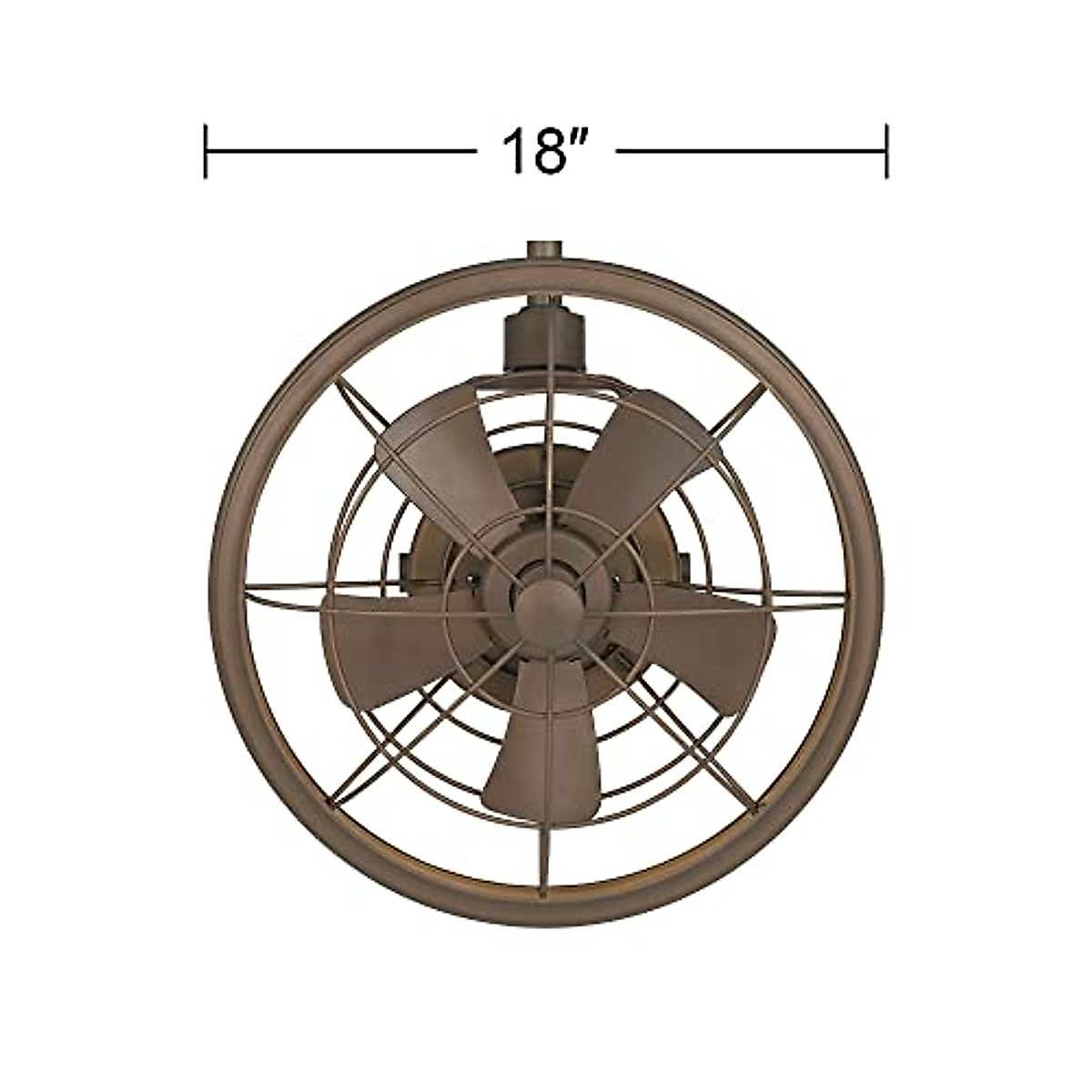 Casa Vieja 18" Big Sky Modern Industrial Indoor Outdoor Ceiling Fan Oil Rubbed Bronze Brown Cage Head Adjustable Damp Rated for Patio Exterior House Home Porch Gazebo Garage Barn