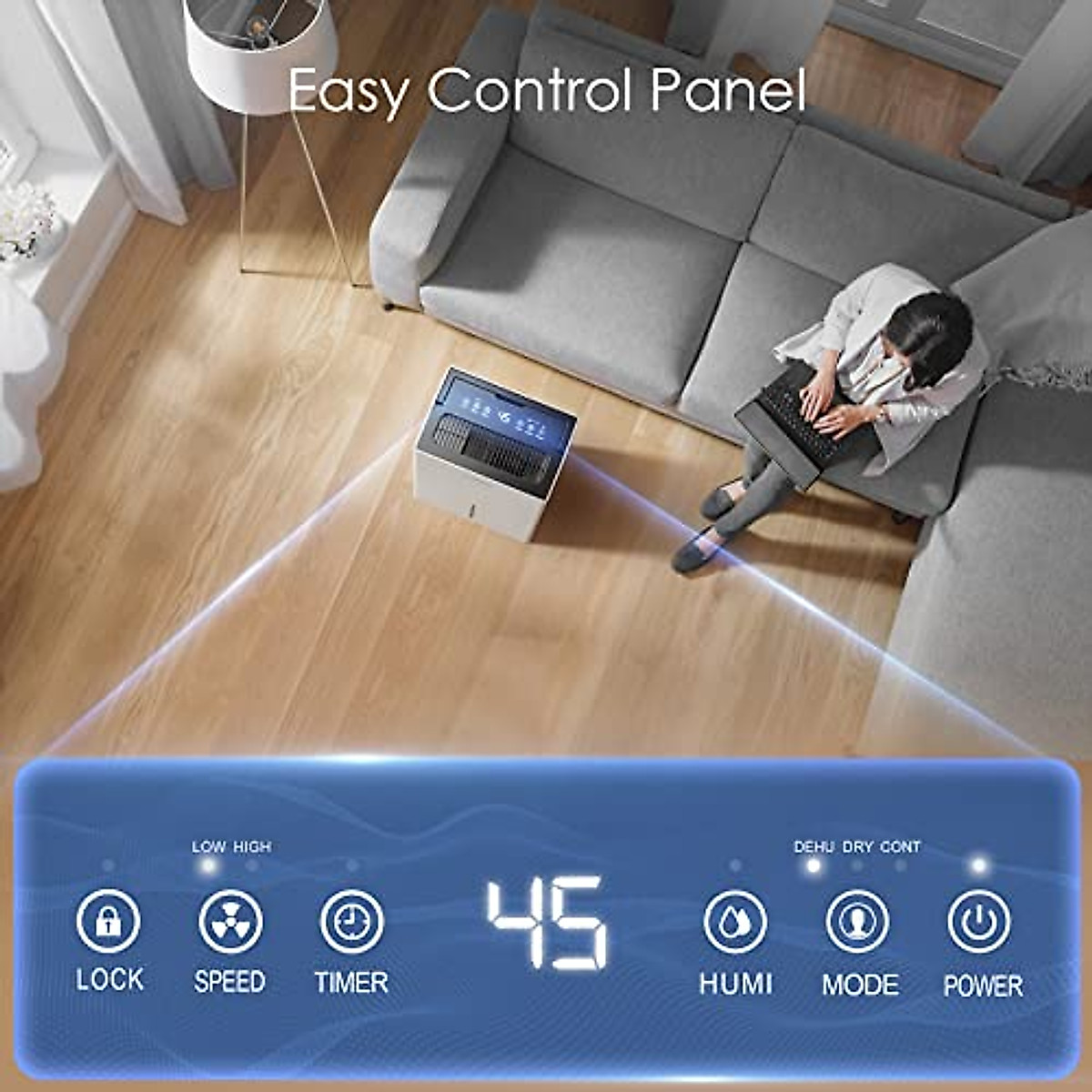 LUBAIR 4500 Sq.ft 50 Pint Dehumidifiers for Basements and Home, Large Room Basements with Automatic Drain or Manual Drainage,Intelligent Humidity Control, Laundry Dry, Auto Defrost, 24H Timer, Child Lock for Office, Living Room.