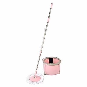 Azuma Industrial TSM557 Rotating Mop Tornado Round Set, Compact, Wiping Width 10.2 inches (26 cm), Handle Length 42.5-51.2 inches (107.5-130 cm), Pink, Single Layer Cleaning