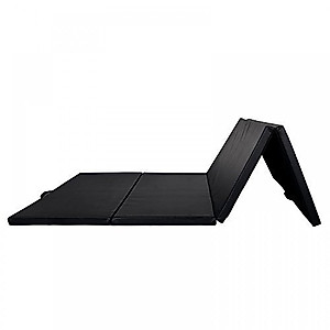 Gymnastics Mat 4x10x2 Tumbling Mat Gym Mat 4 Foldding Mat Indoor Outdoor 2 Inches Thick PU Leather Exercise Mat for Tumbling Stretching Yoga Arts Mat Home Yoga Mat (Black)