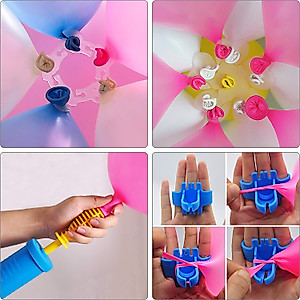 Balloon Arch Kit, 9FT Tall &10Ft Wide Adjustable Plastic Balloon Column Stands Set with Water Fillable Bases and Water Bag 50 Balloon Clips,1 Manual Pump,2 Knotter, Dot Glue,2 Flower Clips...