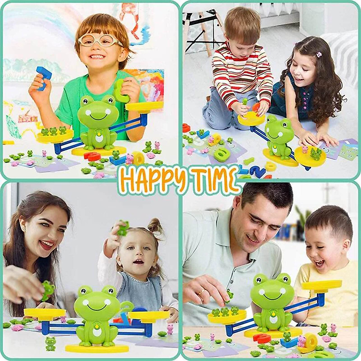Vatunu Learning Math Game, STEM Montessori Counting Toys with Frog Learning Card, Fun Children's Gift Learning Balance Skill Educational Number Toy for Kids Ages 3-5