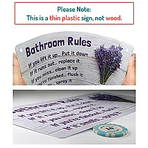 Fun-Plus Lavender Bathroom Decor, 12″x6″ PVC Plastic Wall Decoration Hanging Sign, High Precision Printing, Water and Humidity Proof, Bathroom Rules, Purple Bathroom Accessories, Lavender