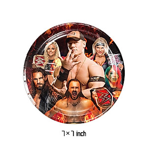 40Pcs Wrestling Party Supplies include 20 plates, 20 napkins for the Wrestling Birthday party Decoration