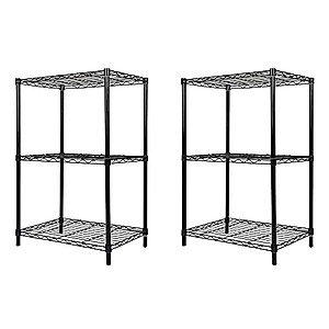 GIA Home Series 3 Tier Wire Shelving Unit Standing Storage Metal Shelves for Kitchen&Bathroom,Set of 2,Black