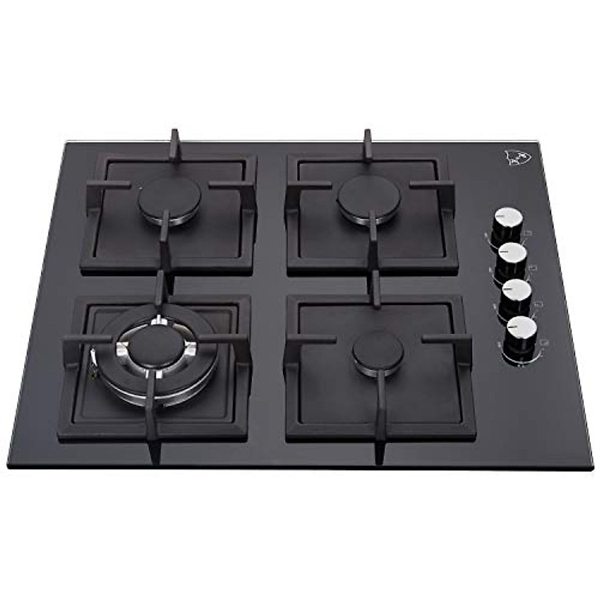 K&H 4 Burner 24 Inch Built-in LPG/Propane Gas Stove Top Glass Surface Cast Iron Cooktop UL/ETL Certified 4-GCW-LPG