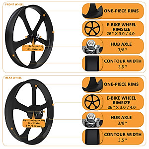 MICARGI 26" x 3.0 Integrated Molding Wheel Electric Bike Conversion Set,48V 801W E-Bike Powerful Hub Motor Kit with Intelligent Controller, Thumb Control (Black)