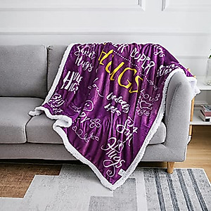 Piwaka Hug Blanket Gifts for Loved One - Cosy Sherpa Fleece Blanket in Purple | Machine Washable Plush Blankets - Heartwarming Gifts - Sentimental Gifts - Get Well Soon Gifts for Women