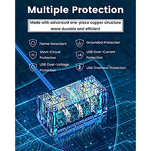 Power Strip with USB, Superdanny Mini Portable Desktop Charging Station with 2 Widely Outlets 3 USB Ports, 4ft Flat Plug Extension Cord, Travel Essentials, Cruise Compliant, for Home Office, Black