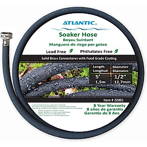 Atlantic Short Soaker Hose 1/2 IN.x 5FT, Solid Brass Connectors