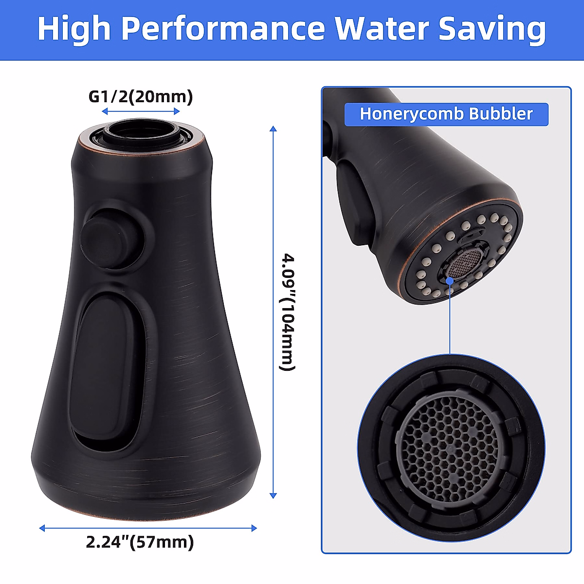 iFealClear Pull Down Kitchen Faucet Head Replacement, 3-Mode Faucet Head for Kitchen Sink, Faucet Sprayer Nozzle, 12 Adapters Compatible with Moen, American Standard, Delta Faucets, Oil Rubbed Bronze