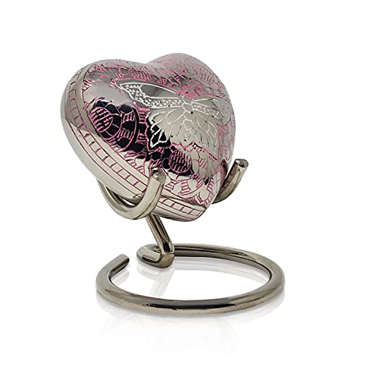 Butterfly Heart Urn - Pink Heart Keepsake Urn with Stand & Box - Small Pink Butterfly Urn for Human Ashes - Honor Your Loved One with Mini Pink Urn Heart Shaped - Perfect for Adults & Infants