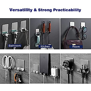 JETIZZO 1pcs Adhesive Shower Razor Hook Razor Holder and 4pcs Rustproof 304 Stainless Steel S Hooks for Shower Caddy, Kitchen Rack, Bathroom Shelf Utility Hooks for Towel, Loofah, Razor (Sliver)