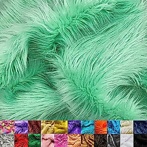 Ice Fabrics Faux Fur Fabric by The Yard - 60 Inches Wide Super Soft and Fluffy Shaggy Mohair Fur Fabric for Costumes, Apparel, Rugs, Pillows, Decorations and More - Mint - One Yard