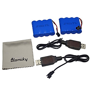 Blomiky 2 Pack 4.8V 700mAH Ni-Cd Battery Pack and 2 USB Charger Cable for SY-E511 RC Excavator C181 C182 C185 1/18 Scale RC Truck C181 Battery & USB 2
