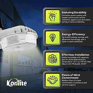 Konlite - 90W Dusk to Dawn LED Outdoor Light, Outdoor Commercial Roadway, Barn, Yard Lights & More, High-Output, Energy-Efficient Dusk Till Dawn LED Outdoor Lights, 11500LM, 5000K Daylight, UL