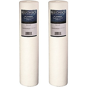 BLUONICS 4.5" x 20" Sediment Replacement Water Filters Package of 2 (5 Micron) Standard Size Whole House Cartridges for Rust, Iron, Sand, Dirt, Sediment and Undissolved Particles