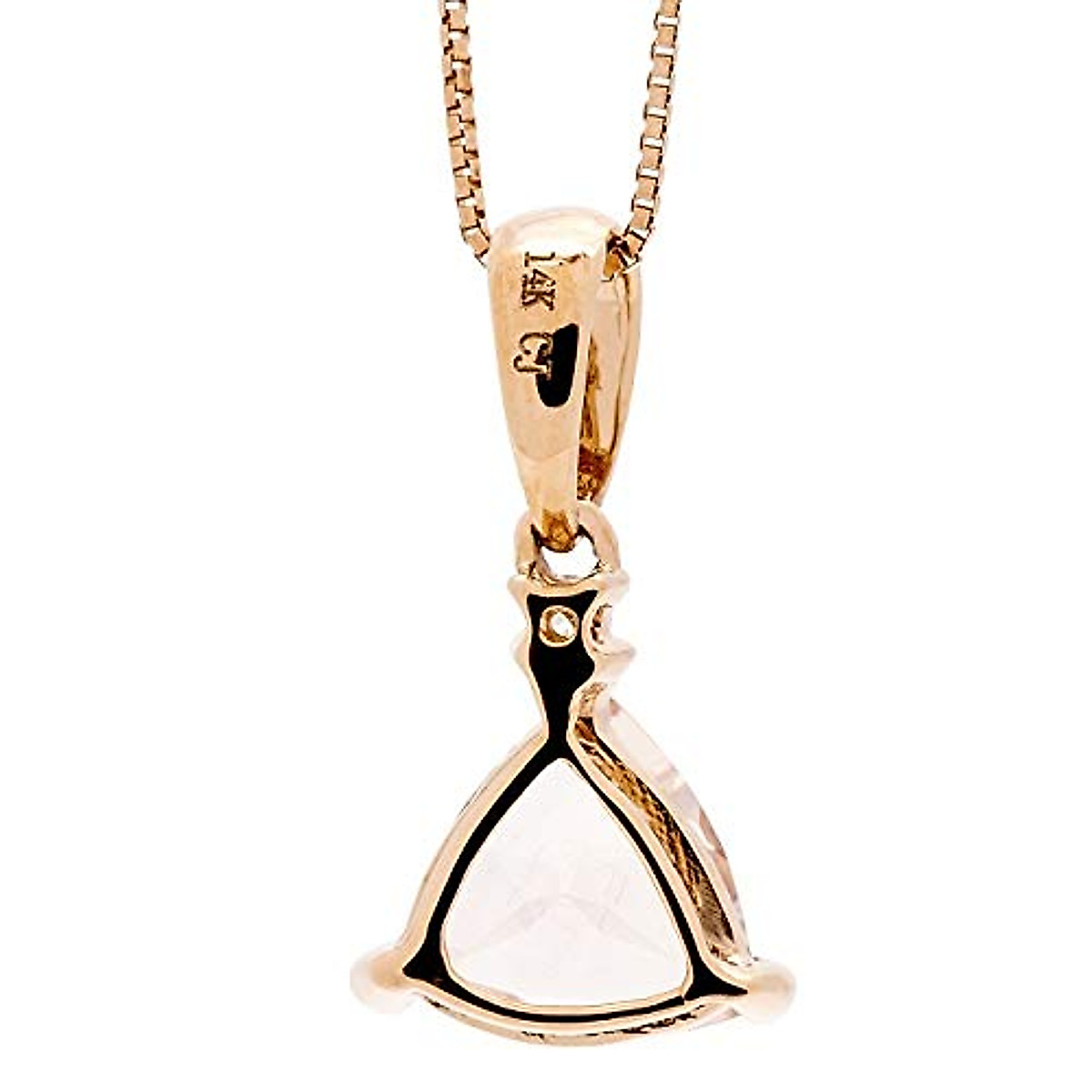 Gin & Grace Valentine's Jewelry 10K Rose Gold Genuine Morganite & Diamond (I1,I2) Pendant for Women (Trillion Cut)