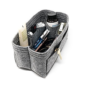 SORTE. Lightweight Felt Purse Insert Organizer With Credit Card Slots For Handbag & Tote Bag… (Grey)