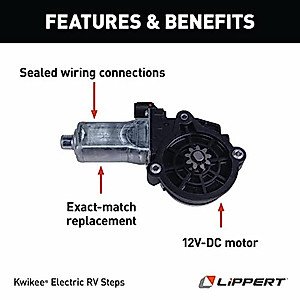 Kwikee Replacement Electric Motor for Pre-IMGL Control Steps on 1999-2005 Models — Restore Your Kwikee Electric RV Steps — Exact Fit Provides Easy Installation — Sealed Wiring Connections - 379167