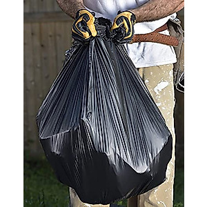 Commander 12-16 Gallon 0.4 MIL Black Heavy Duty Garbage Bags - 24" x 31" - Pack of 500 - for Contractor, Janitorial, Industrial, & Commercial