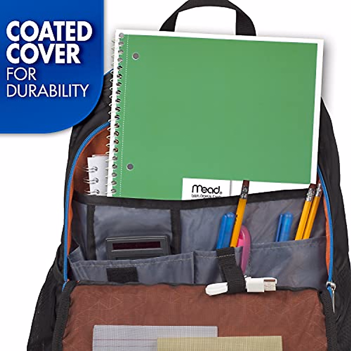 Mead Spiral Notebooks, 12 Pack, 1-Subject, College Ruled Paper, 10-1/2" x 8", 70 Sheets per Notebook, Color Will Vary (73703)