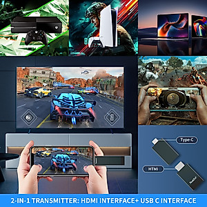 PeakDo HDMI Wireless Transmitter and Receiver, 0 Latency (Line of Sight) Wireless HDMI Extender, 1080P@60Hz Video Transmitter and Receiver for TV or Projector Monitor